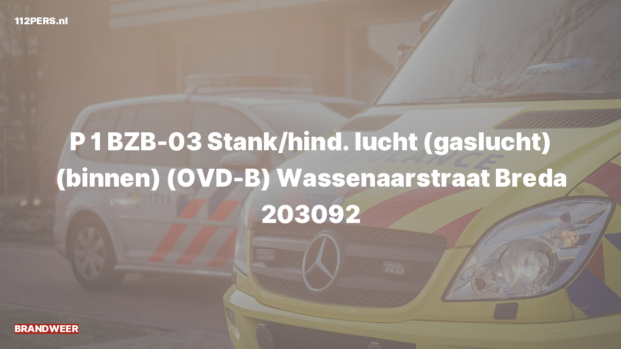 Brandweer met spoed naar Wassenaarstraat in Breda - 112PERS.nl