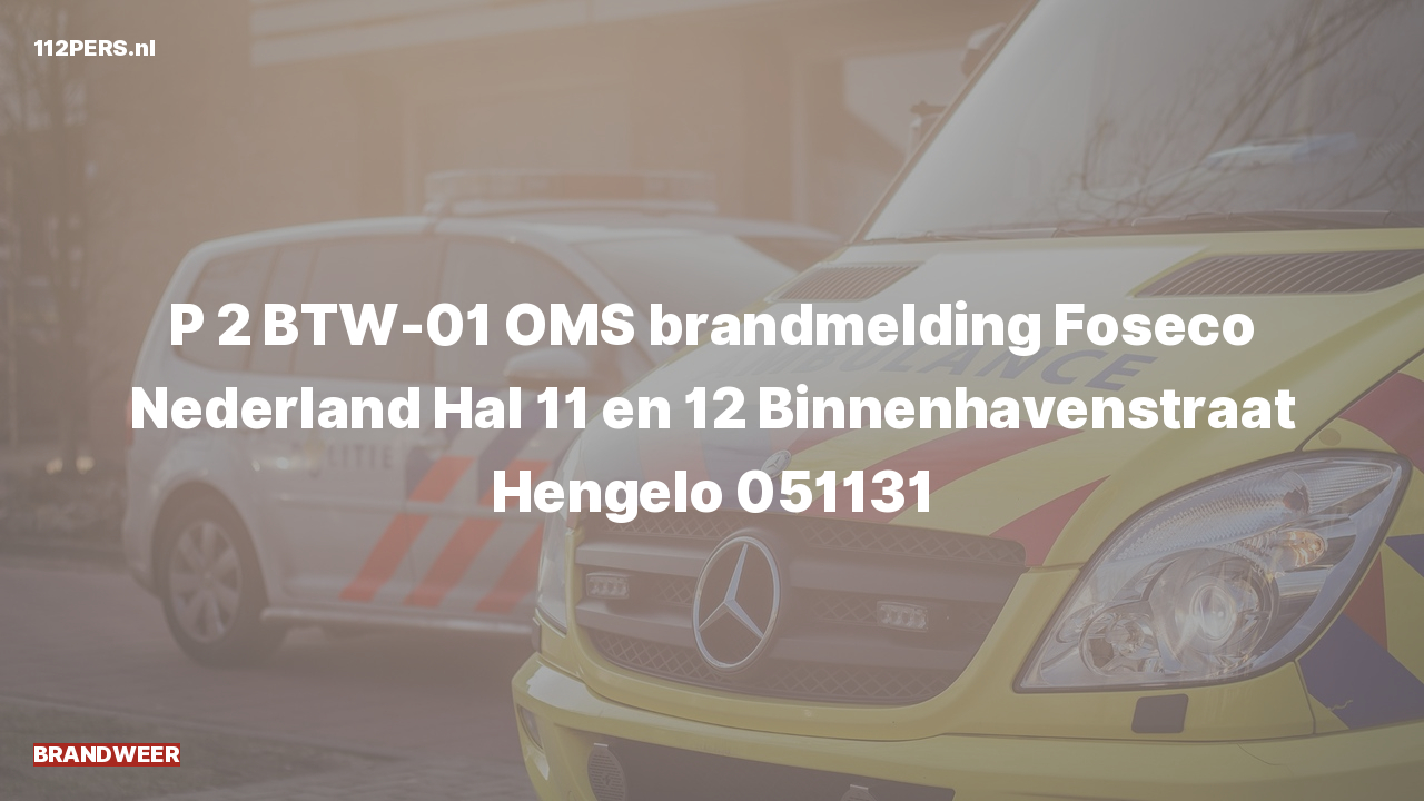 Brandweer met gepaste spoed naar Binnenhavenstraat in Hengelo - 112PERS.nl